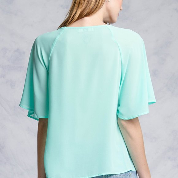 Ya Los Angeles | Tops | Chiffon Transparent Navy Blue Blouse | Poshmark